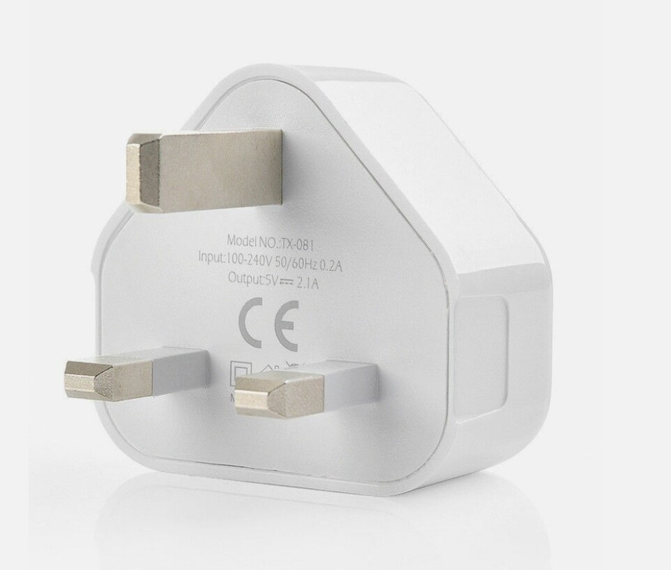 5V 2A USB Mains 3Pin Plug Adapter 2 USB Ports UK Charger For Phones ...