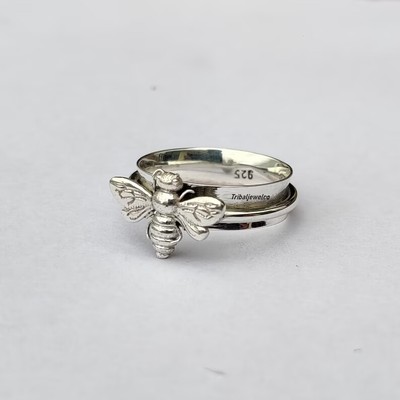 Honeybee Spinner Ring Gift in 925 Sterling Silver, Honey Bee Spinner ...