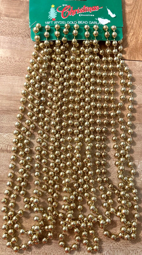 Vintage Gold Bead Christmas Tree Garland 18 ft. NEW | eBay