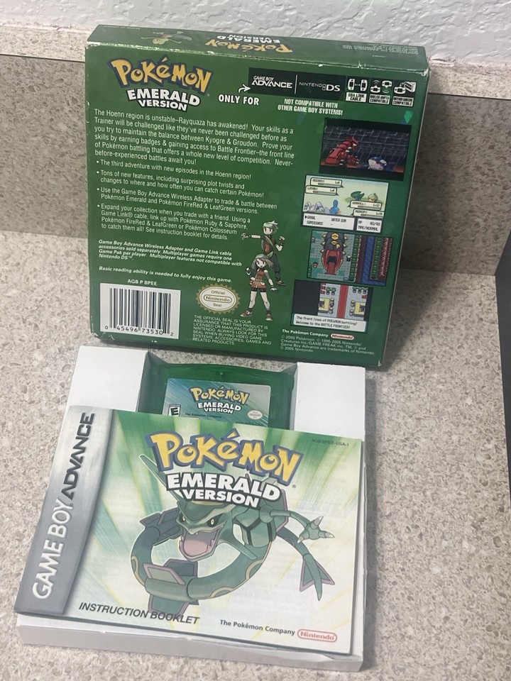 Pokemon Emerald Version GBA 2003 Nintendo Cartridge Authentic TESTED ...