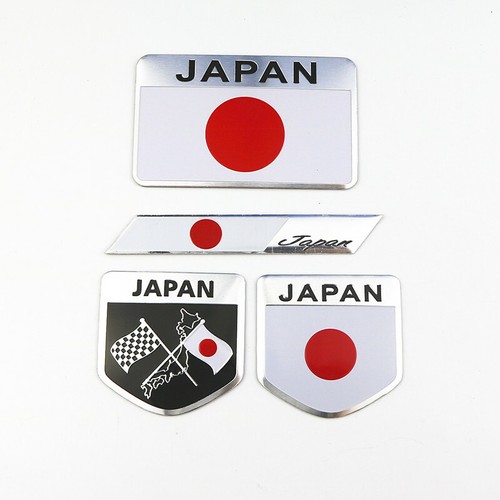 4Pcs Aluminum Japan Japanese Flag Car Truck Body Emblems Badges ...