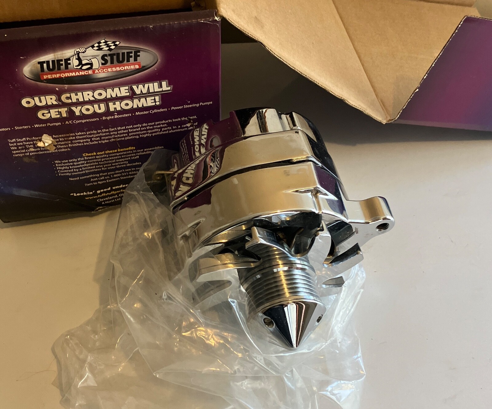 Tuff Stuff Chrome 140A Silver Bullet Fits Ford Alternator, 1-Wire 6-Groove | eBay