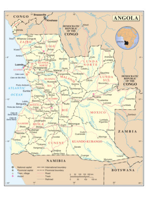 Angola Political Administrative Province Road Highway Rail City Country ...