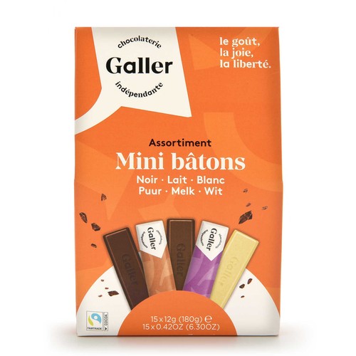 Galler Chocolate Belgium | Mini Bâtons Dark/Milk/White 15 Pcs | 6 Oz ...