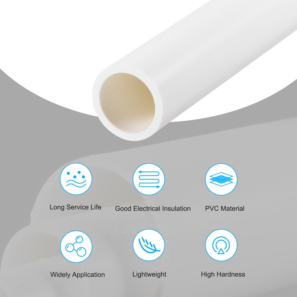 3pcs 16mm ID x 20mm OD 0.5m PVC Rigid Round Pipe for CRAFTS White High ...