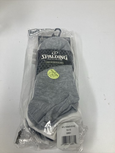 New Spalding Men's 6 Pack No-Show Black, Grey And White Socks Size 10 ...