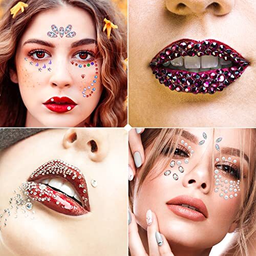 15 Sheets Face Gems Jewels Stick on Eye Body, Self Adhesive Rhinestones ...