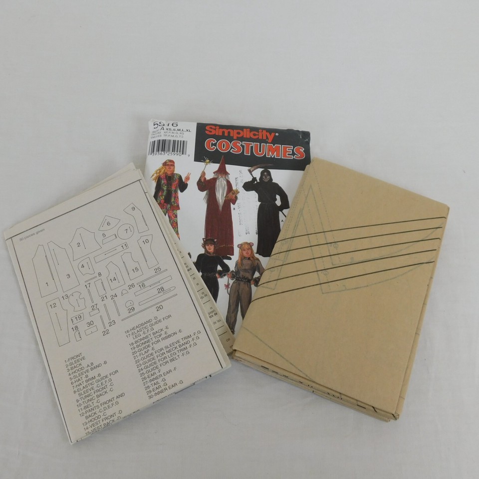 Simplicity 5916 Costumes Ninja Hippie Grim Reaper Cat Wizard Adult ...