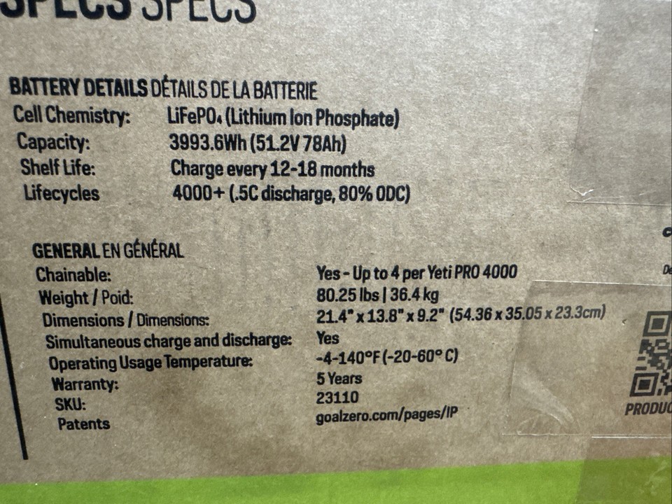 Goal Zero Tank Pro Expansion Battery 4000Wh Stackable Home Backup ...
