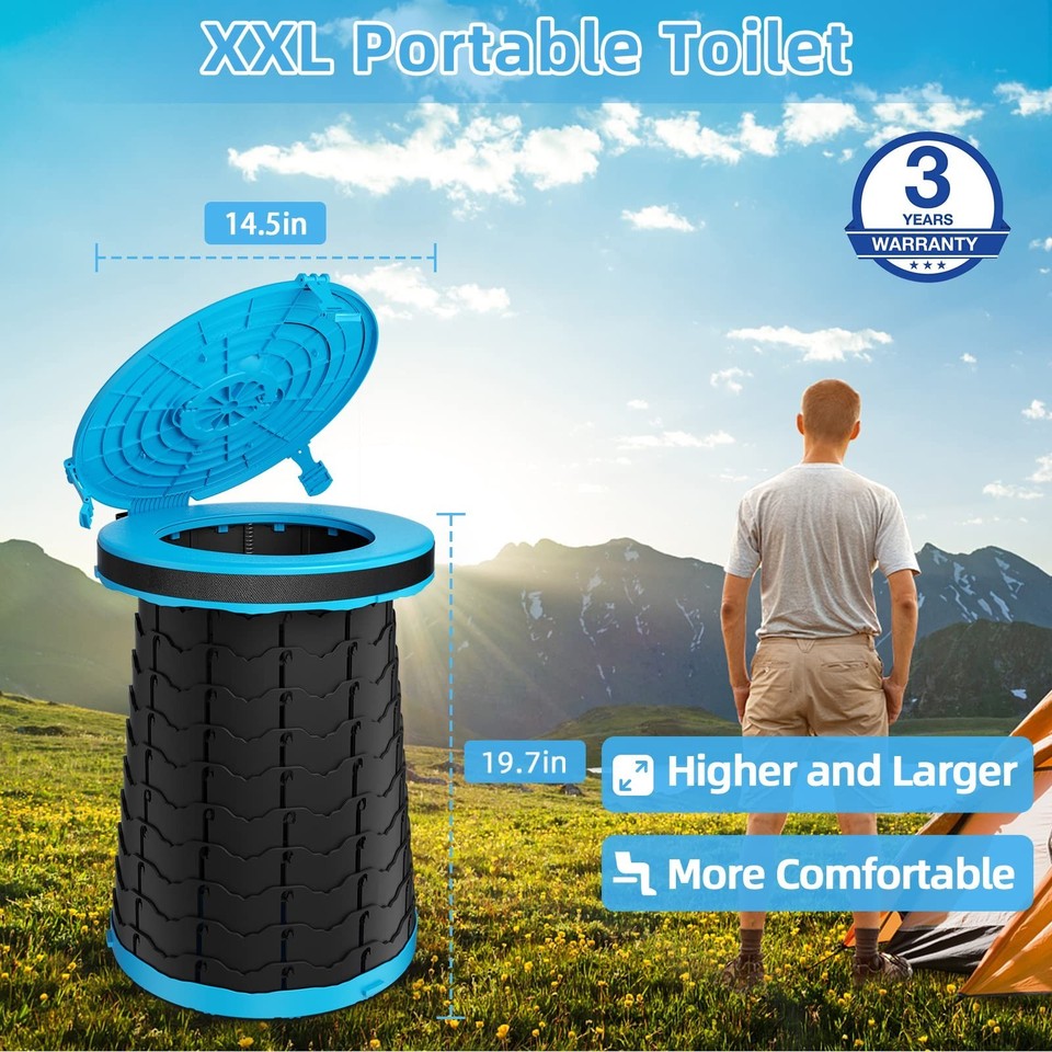 XXL Portable Toilet - 19.7"H Adjustable Foldable Camping Toilet ...