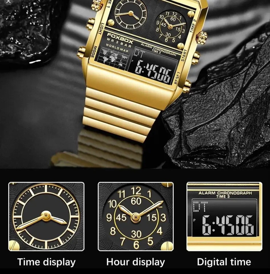 Digital Mens Dual Time Zone Waterproof Retro Watch. Great Gift Idea | eBay