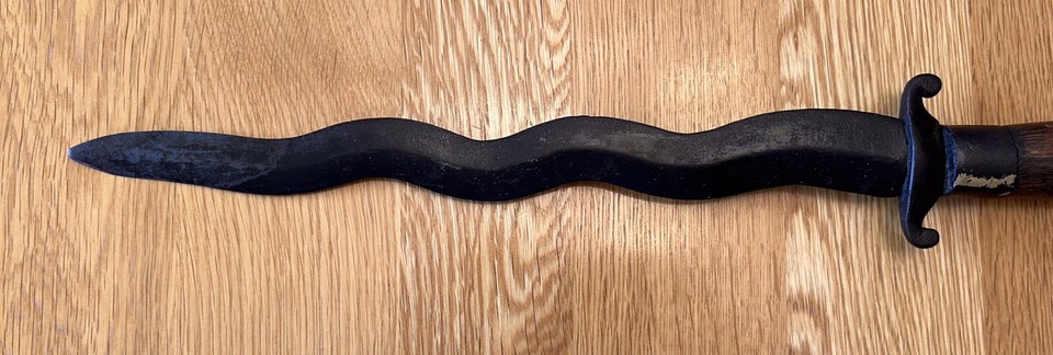 Antique Vintage Kris (Wavy Blade) Dagger with Name Inscribed in Wood ...