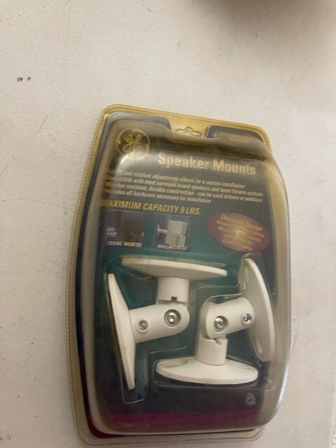 GE Set of 2 Speaker Mounts White w/Hardware for Wall or Ceiling, NEW 9 ...