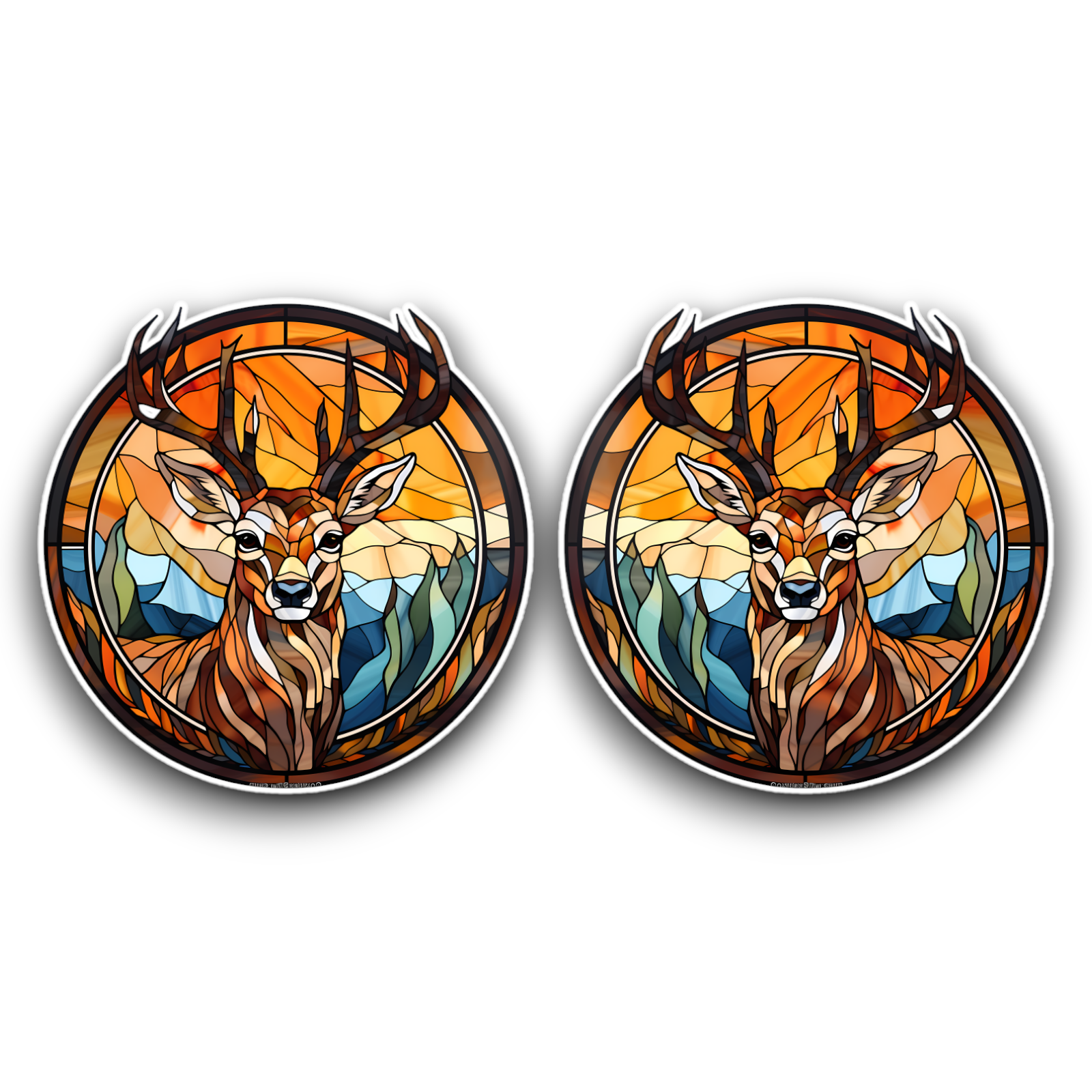 2x Small Deer Wild Animal Stained Glass Window Opaque Vinyl Sticker ...
