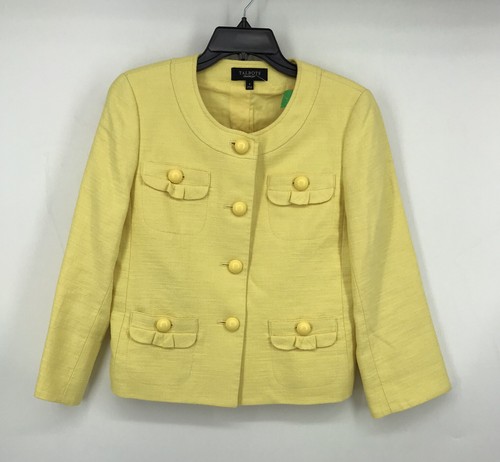 Talbots Coat Womens 4 Yellow Button Front Cotton Lined Jacket Four ...