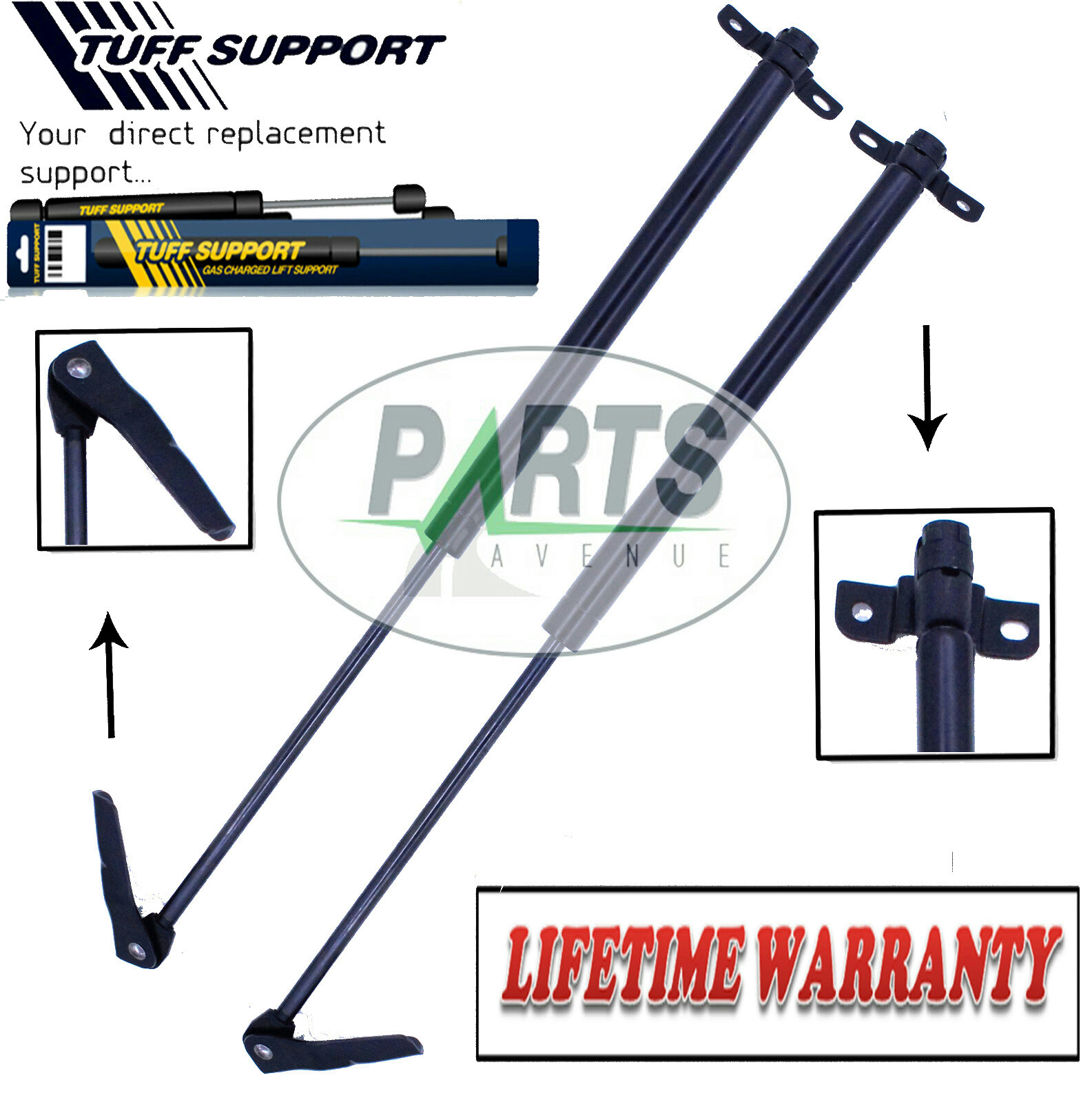 2 REAR HATCH TRUNK LIFT SUPPORTS SHOCKS STRUTS ARMS PROPS RODS DAMPER ...