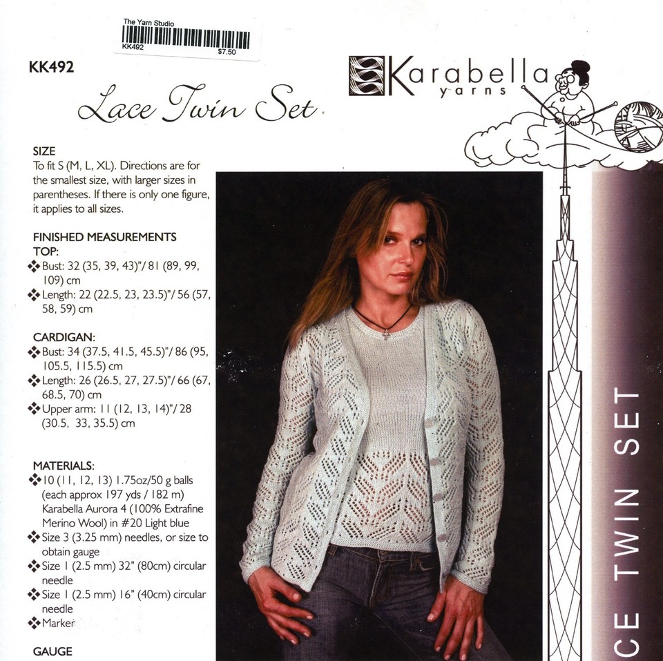 Lace Twin Set - Karabella Yarns Knitting Pattern KK492 - Women 32" - 43 ...