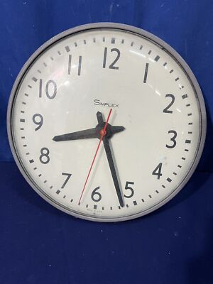 13" SIMPLEX 507-041 SLAVE CLOCK SCHOOLHOUSE ELECTRIC HANGING WALL GLASS | eBay