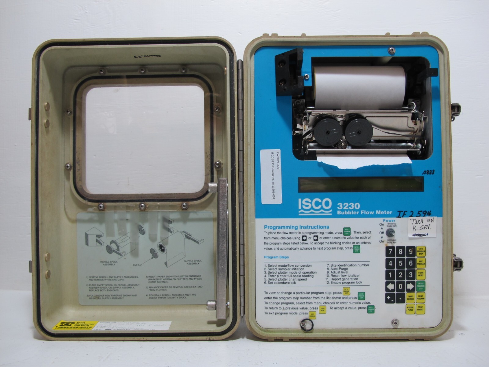 ISCO Teledyne 3230 Bubbler Flow Meter Bubble Recording 60-3234-015 12 ...
