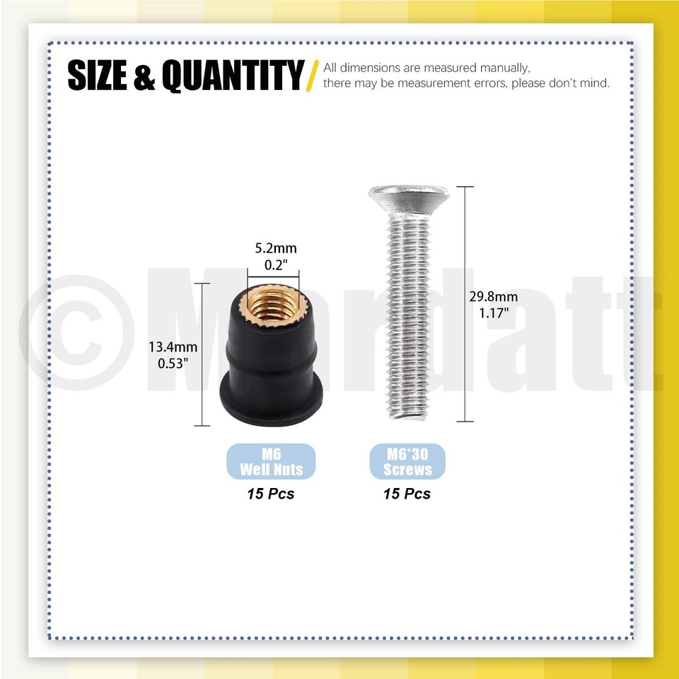 30Pcs M6 Well Nut Expansion Nuts and 304 Stainless Steel Screw Rubber ...