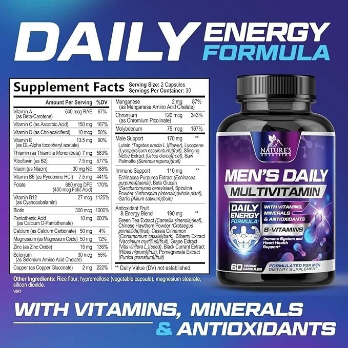 Multivitamin for Men Mens Multivitamins Daily Nutritional Support ...