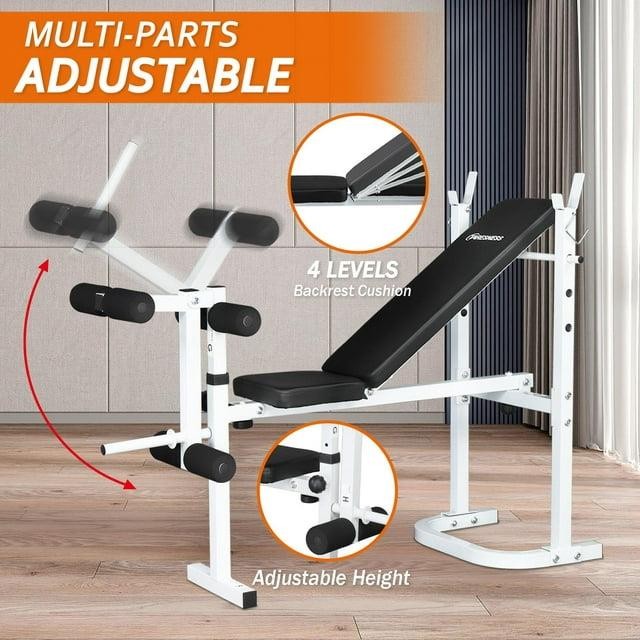Adjustable Weight Lifting Bench Inline W/ Barbell Rack Home Gym Workout ...