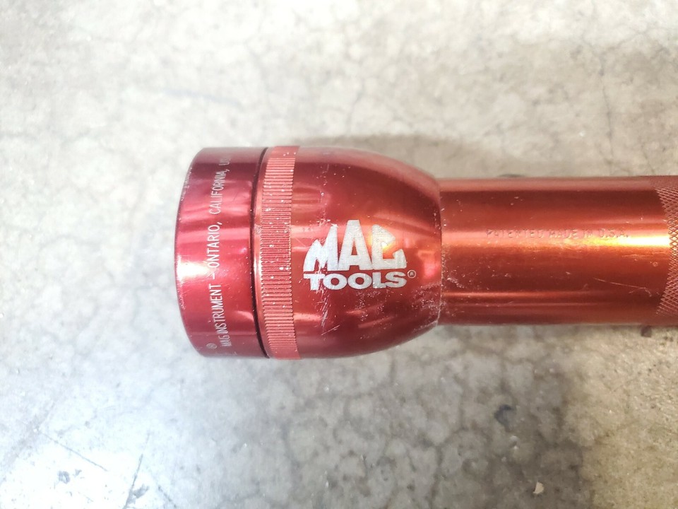 VINTAGE MAC TOOLS MAG-LITE FLASHLIGHT RED 12IN D CELL | eBay