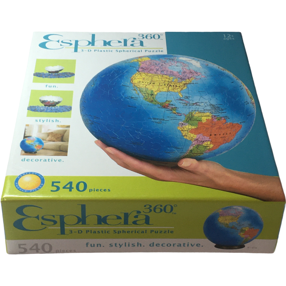 Rose Art Esphera 360 3-D Plastic Spherical Puzzle 540 Pieces 12" Globe ...