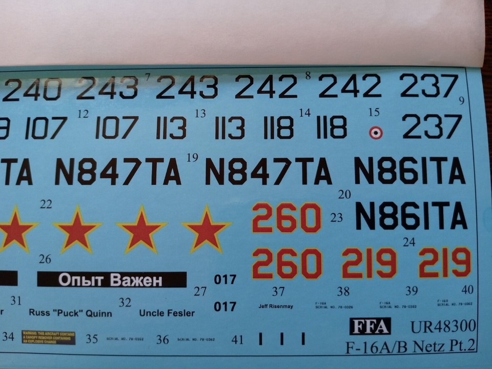 UpRise Decals UR48300 - F-16A/B Netz Pt.2 operation Babylon & Top Aces ...