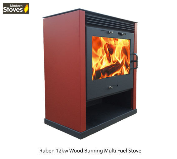Wood Burning Back Boiler Stove 16kw Ruben Red Multi-fuel Wood Burner | eBay