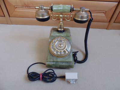 Antik: Onyx Marmor Telefon,Nummernschalter-Telefon mit Doppelläutwerk ...