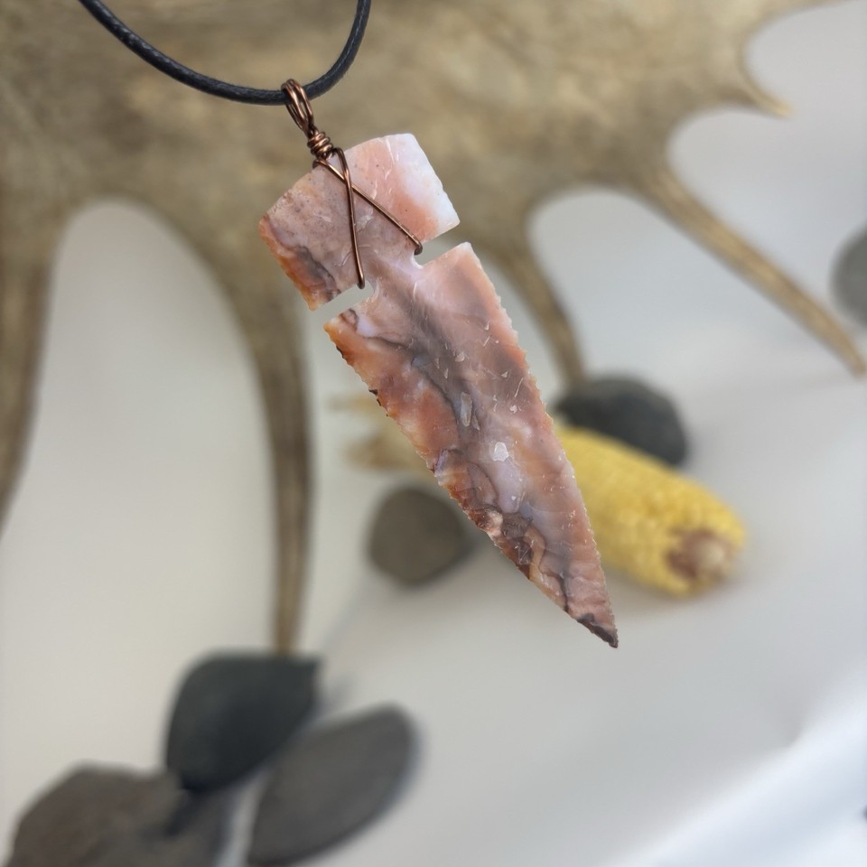 Poka Dot Agate Arrowhead Necklace Flint Knapping Mountain Man Neck ...