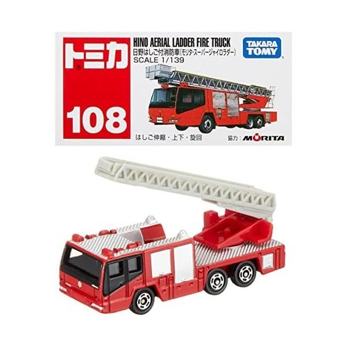 TAKARA TOMY TOMICA No.108 1/139 HINO AERIAL LADDER FIRE TRUCK (Box) NEW ...