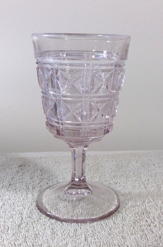 Vtg EAPG Richards & Hartley Glass Co. Roman Cross Purple Hued Water ...