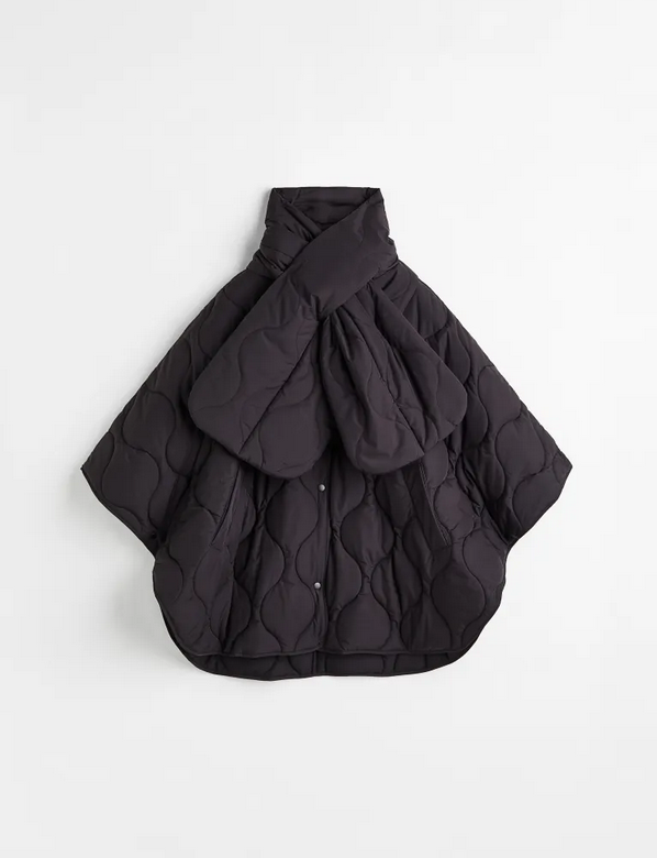 H & M Quilted cape with scarf (Black) | eBay