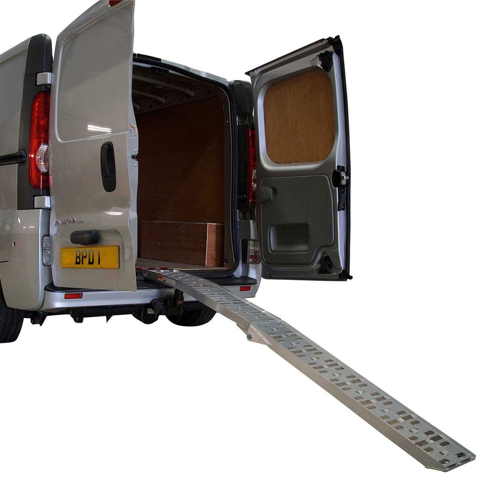 MOTORCYCLE MOTOCROSS MX BIKE ALUMINIUM FOLDING VAN TRAILER LOADING RAMP ...