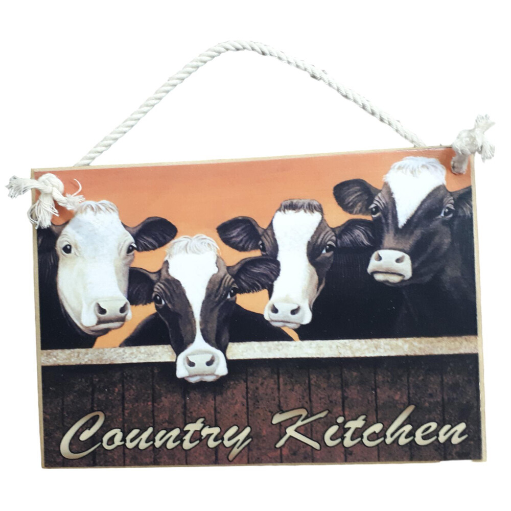 Country Printed Quality Wooden Sign Country Kitchen Cows Plaque | eBay