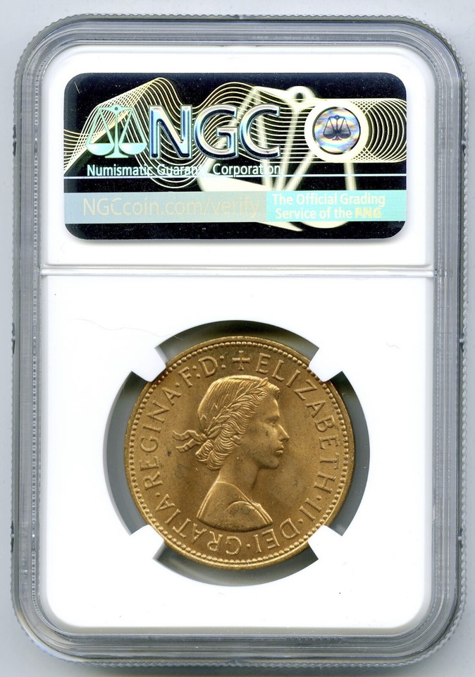 1964 GREAT BRITAIN BRITANNIA LARGE COPPER PENNY NGC MS64 RD LOW MINTAGE ...