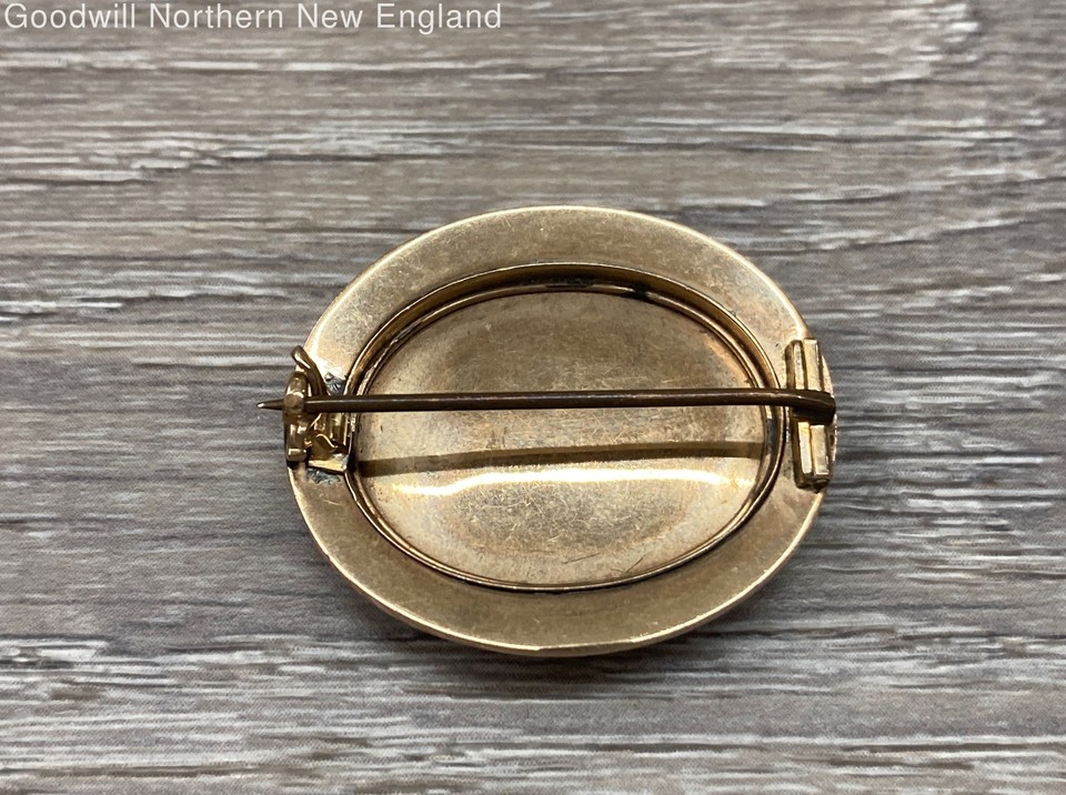 Unmarked Tests 9K Yellow Gold Vintage Painted Floral Seed Pearl Pin ...