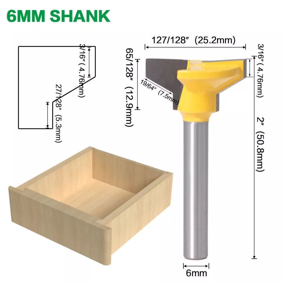 6.35mm/6mm Router Bit Wood Processing Tools For Drawer Joinery/Cabinet ...