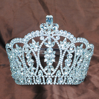 Women Large Crystal Rhinestone Tiaras Crowns Pageant Prom Wedding Hair ...