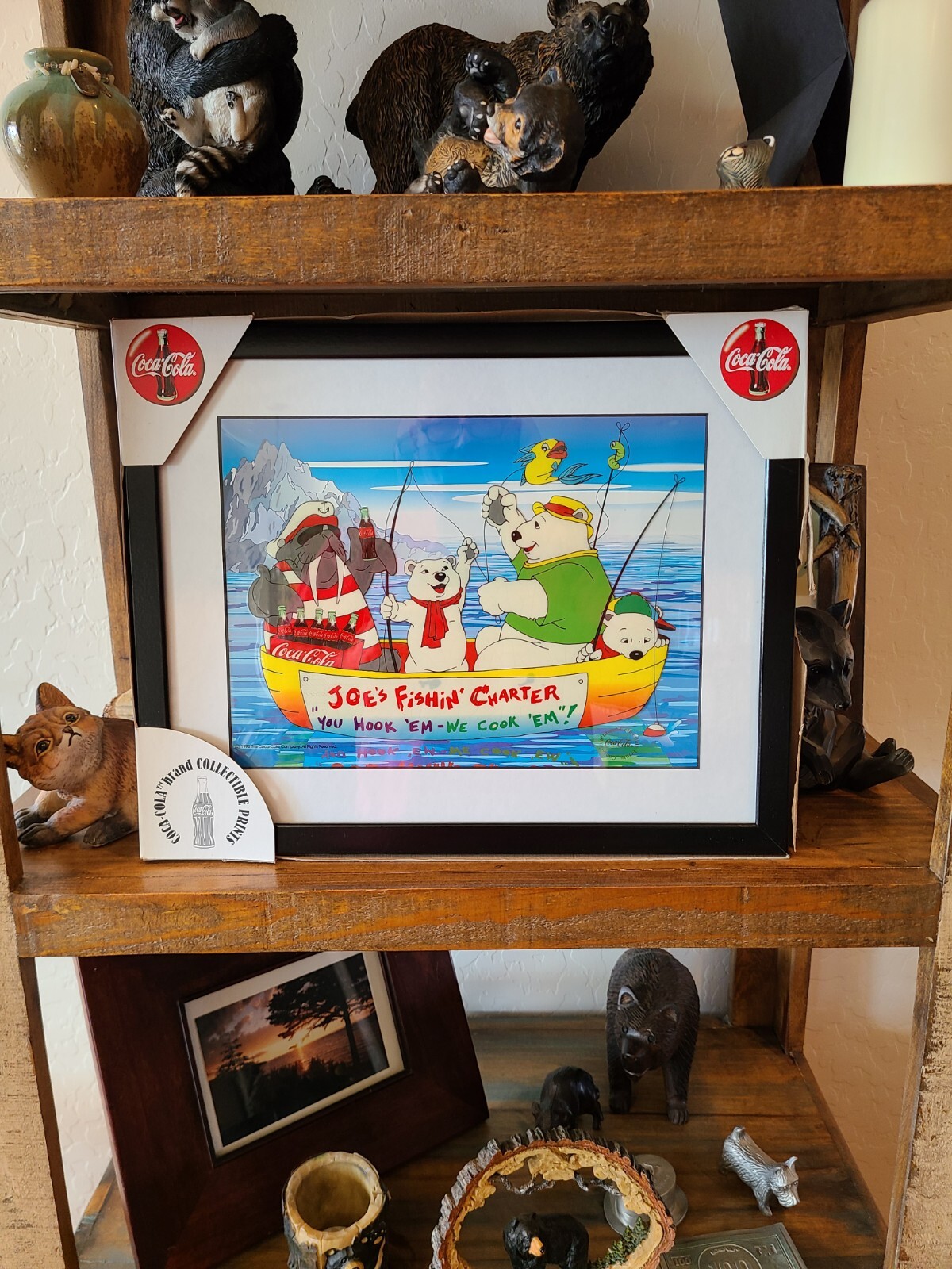 1998 Coca Cola Serigraphic Print “Joe’s Fishin Charter You Hook Em”" we ...