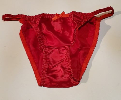 VTG Style Double SILK Shiny String Bikini Panty 7/L Candy Red | eBay