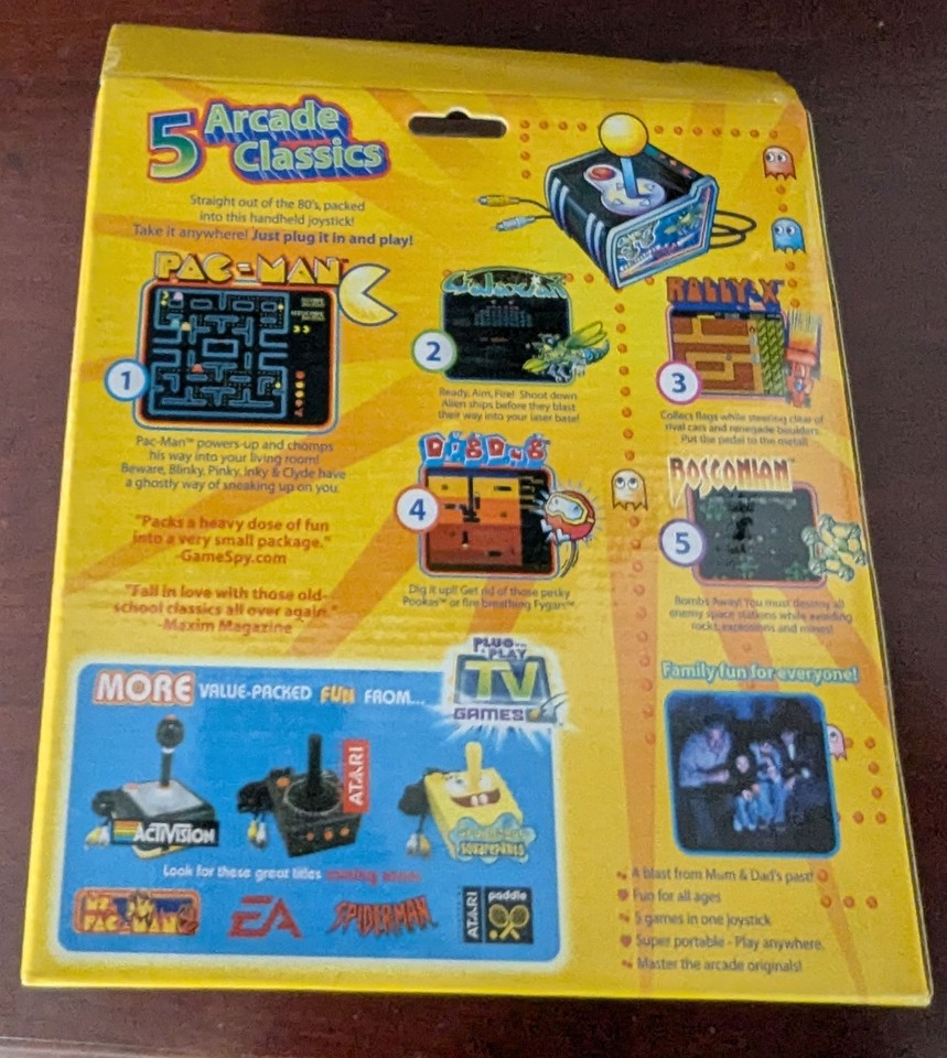 Namco TV Games Plug N Play 5 Game System Pac Man Jakks Pacific 2003 Box ...