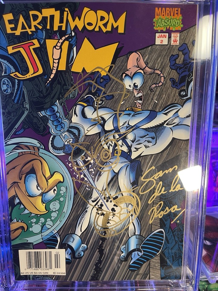 Earthworm Jim #2 - Signed Sketch by Sam de la Rosa 9.8 / 10 auto ...