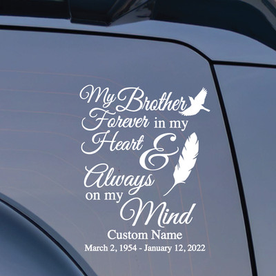 My Brother Forever in My Heart Decal - In Loving Memory -Memorial ...