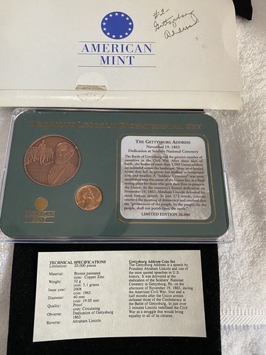 ABRAHAM LINCOLN BICENTENNIAL SET AMERICAN MINT LIMITED EDITION 20,000 W ...
