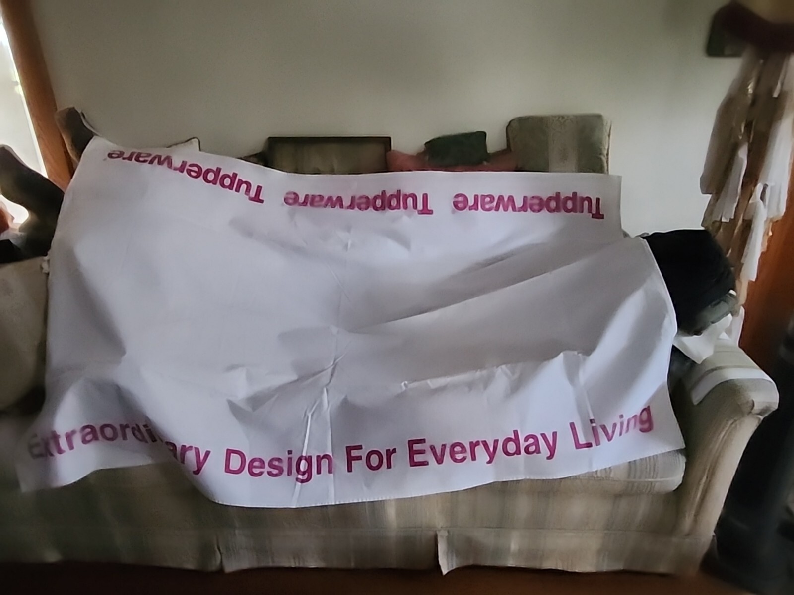 Tupperware White Tablecloth Pink Lettering 45 x 67 Vendor Party Display ...