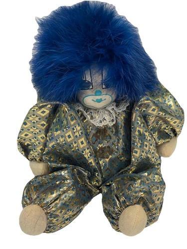 Vintage Q-Tee Clown Sand Doll Hand Made Painted Blue Hair | eBay