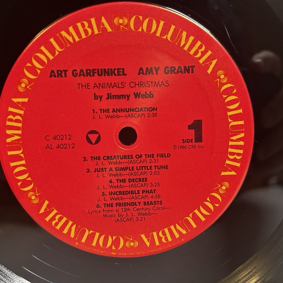 Art Garfunkel Amy Grant Animals Christmas LP Album 1981 Columbia FC ...